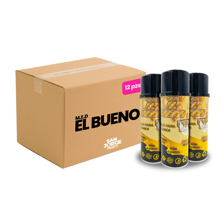 Caja 12 piezas Super Brillo El Bueno Duramax Aerosol – San Jorge Party